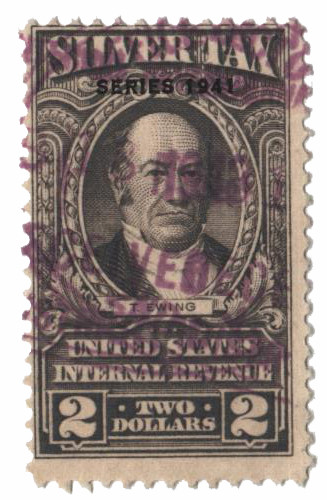 RG71 - 1941 $2 Silver Tax, gray, overprint '1941' - Mystic Stamp Company