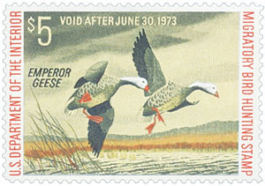 RW39 - 1972 $5.00 Federal Duck Stamp - Emperor Geese - Mystic Stamp Company