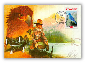 M90-1A - 1990 25c Idaho State (Mtn Bluebird) - Mystic Stamp Company