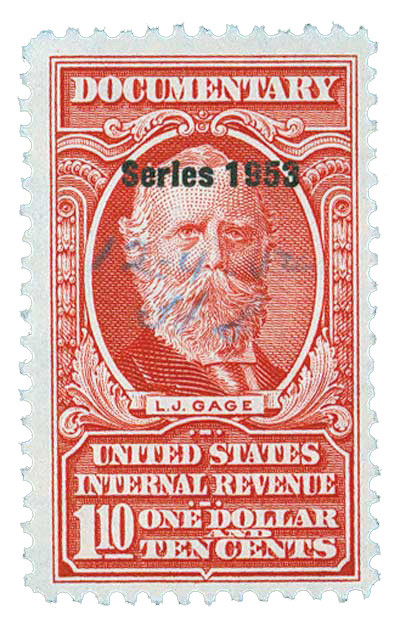 R634 - 1953 $1.10 US Internal Revenue Stamp - watermark, perf 11 ...