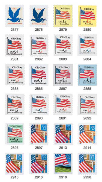 2885 - 1994 32c G-rate Old Glory, red "G", booklet single - Mystic ...
