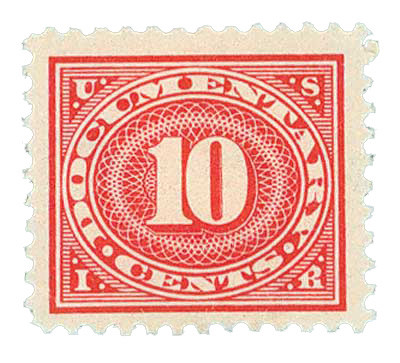 R234 - 1917 10c US Internal Revenue Stamp - offset, watermark, perf 11 ...