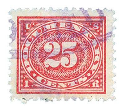 R236 - 1917 25c US Internal Revenue Stamp - offset, watermark, perf 11 ...