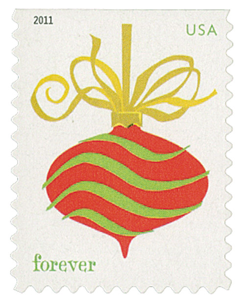 4571 - 2011 First-Class Forever Stamp - Holiday Baubles: Green and Red ...