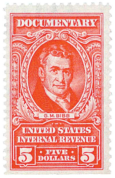 R676 - 1954 $5 US Internal Revenue Stamp - watermark, perf 11, carmine ...
