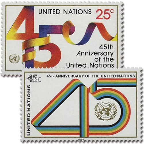 UN577-78 - 1990 United Nations 45th Anniversary - Mystic Stamp Company