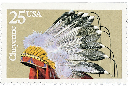 2502 - 1990 25c Headdresses: Cheyenne - Mystic Stamp Company