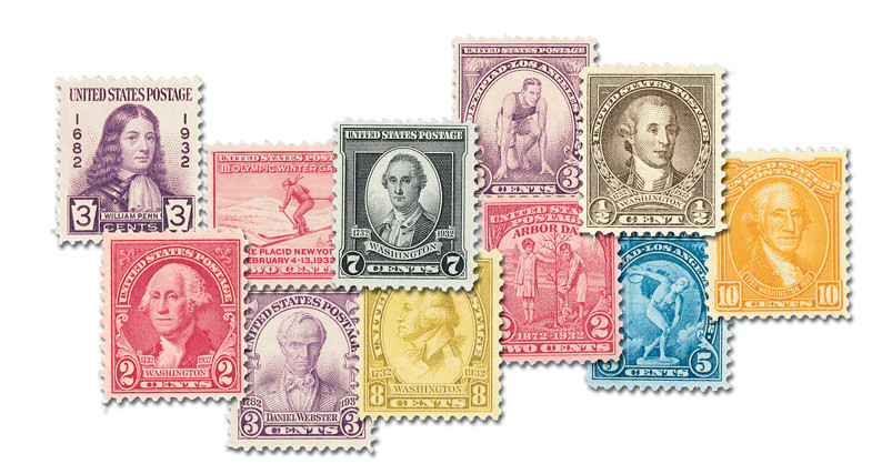 YS1932C - 1932 Complete Commemorative Year Set, 18 stamps - Mystic ...