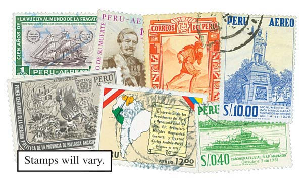 MP1766 - Peru, 800 Different Stamps - Mystic Stamp Company