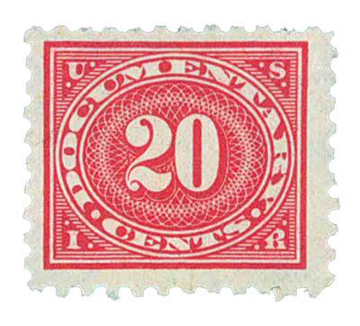 R256 - 1928-29 20c US Internal Revenue Stamp - offset, perf 10, carmine ...