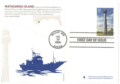 UX562 - 2009 28c Matagorda Is. Lighthouse postca - Mystic Stamp Company