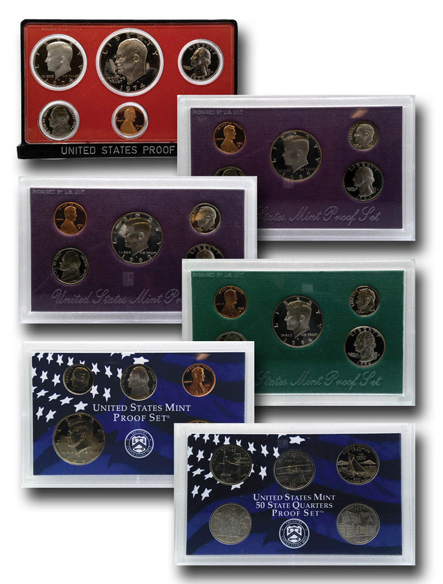 MCN048 - 5 Different US Proof Sets - Mystic Stamp Company