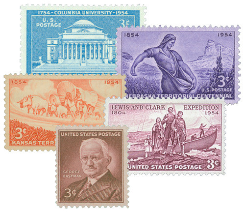 1029/63 - 1954 Commemoratives, Set of 5 - Mystic Stamp Company