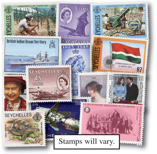 MP1832 - Seychelles, 500 Different Stamps - Mystic Stamp Company