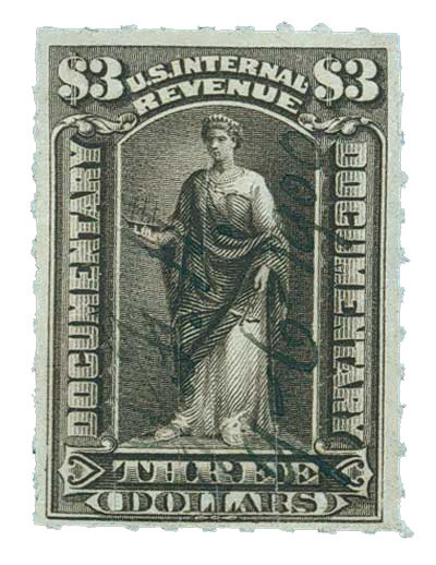 R173 - 1898 $1 US Internal Revenue Stamp - dark green - Mystic Stamp ...