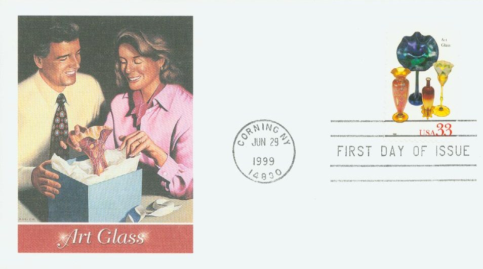 3328 - 1999 33c American Glass: Art Glass - Mystic Stamp Company