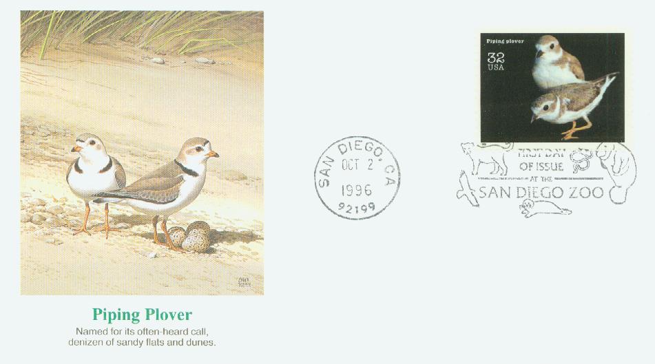 3105n - 1996 32c Endangered Species: Piping Plover - Mystic Stamp Company