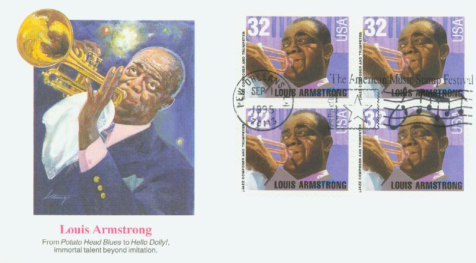 2982 - 1995 32c Jazz Musicians: Louis Armstrong - Mystic Stamp Company
