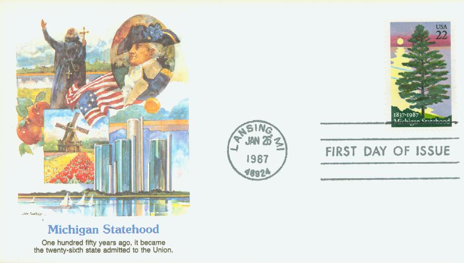 2246 - 1987 22c Michigan Statehood - Mystic Stamp Company