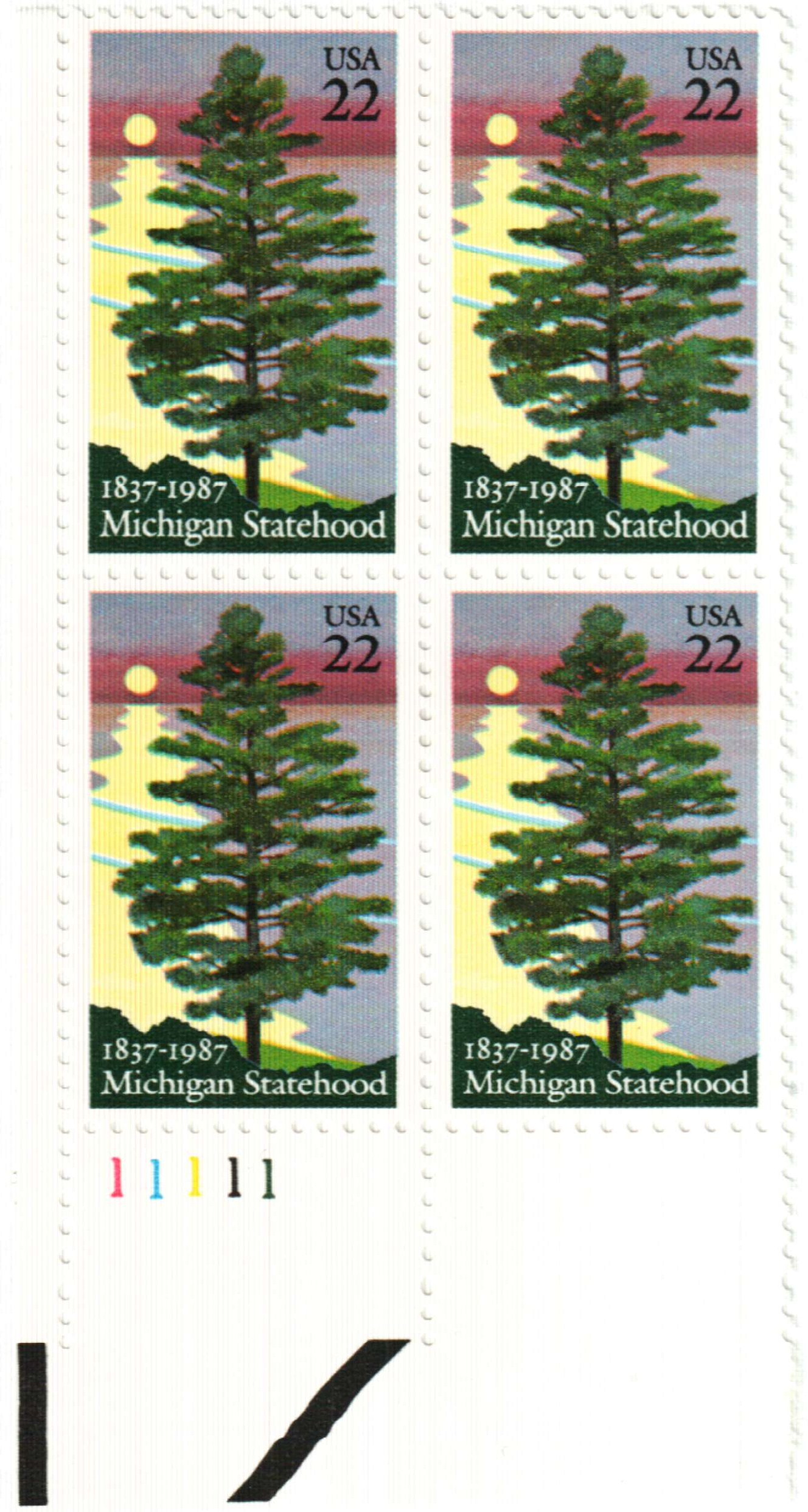 2246 - 1987 22c Michigan Statehood - Mystic Stamp Company