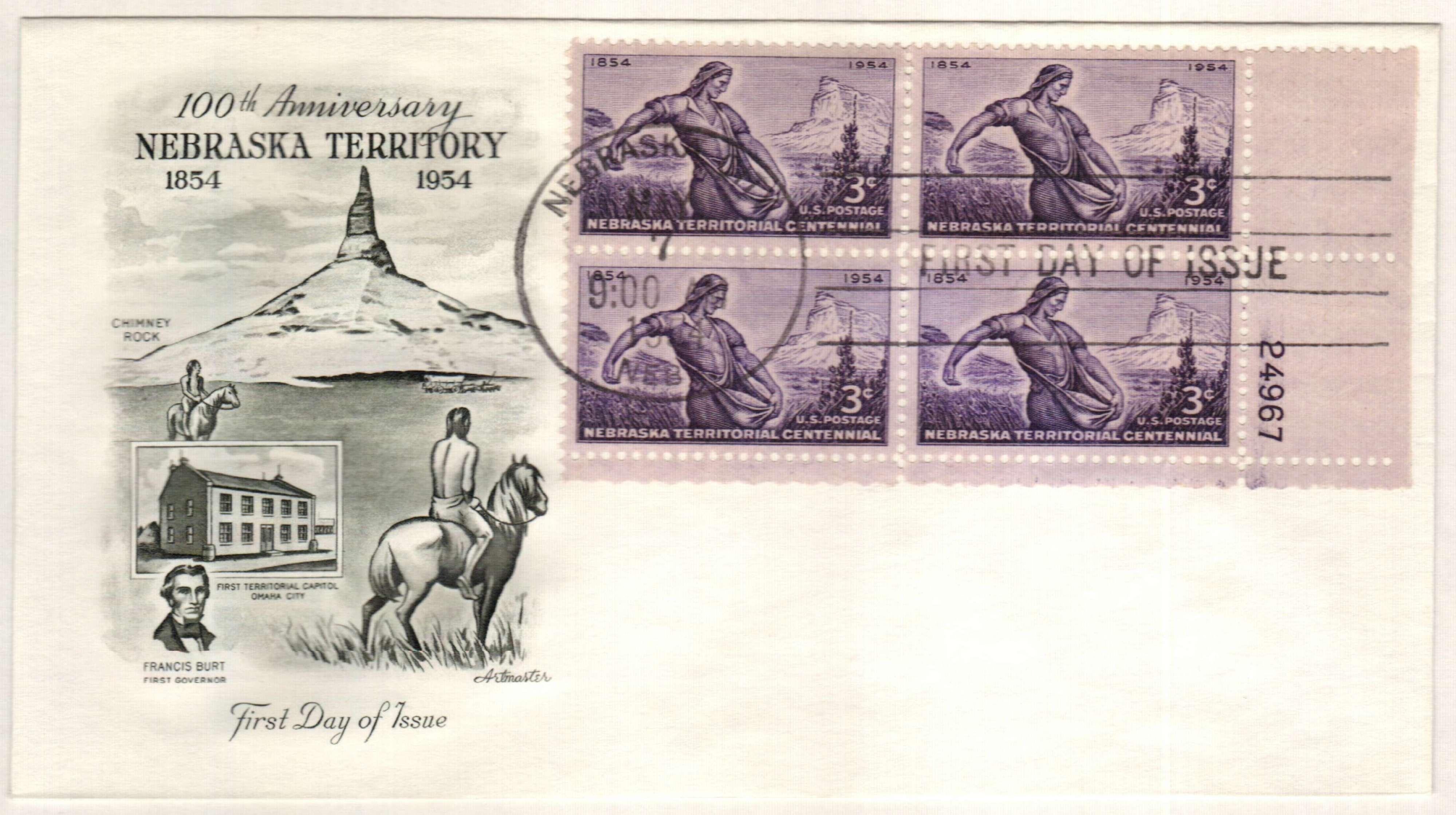 1060 - 1954 3c Nebraska Territory - Mystic Stamp Company