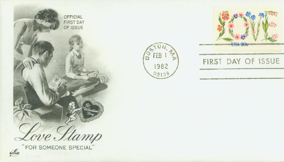 1951 - 1982 20c Love Series: Love Flowers - Mystic Stamp Company