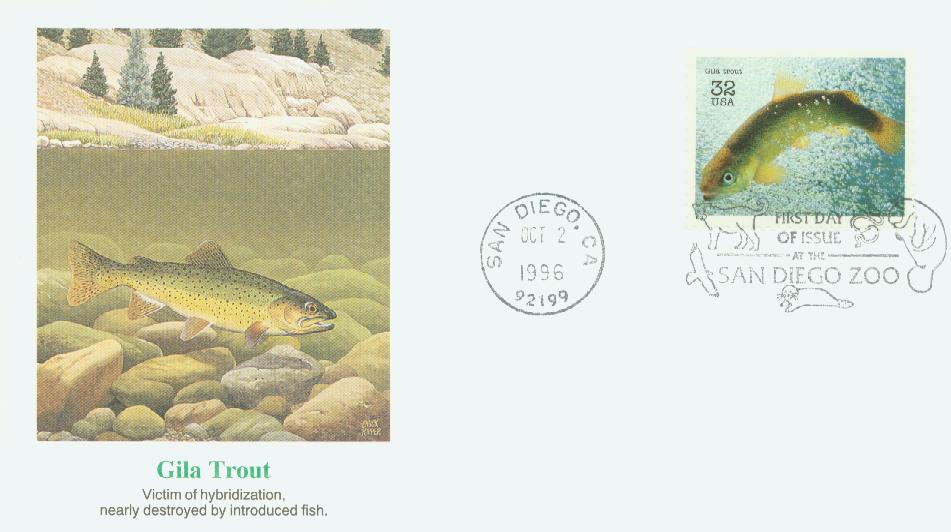 3105j - 1996 32c Endangered Species: Gila Trout - Mystic Stamp Company