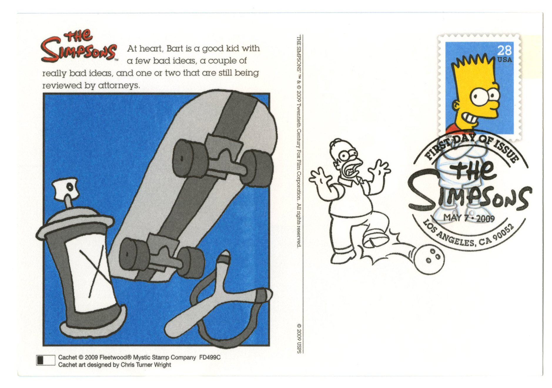 UX559 - 2009 28c Simpsons, Bart post card - Mystic Stamp Company