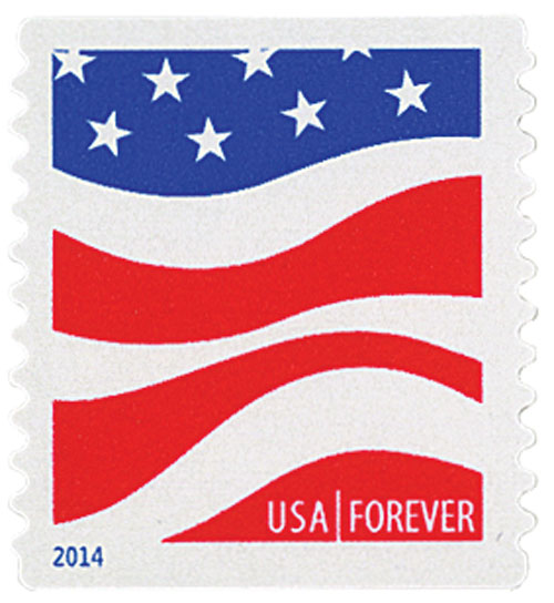 4894 - 2014 First-Class Forever Stamp - Red, White and Blue: Flag with ...