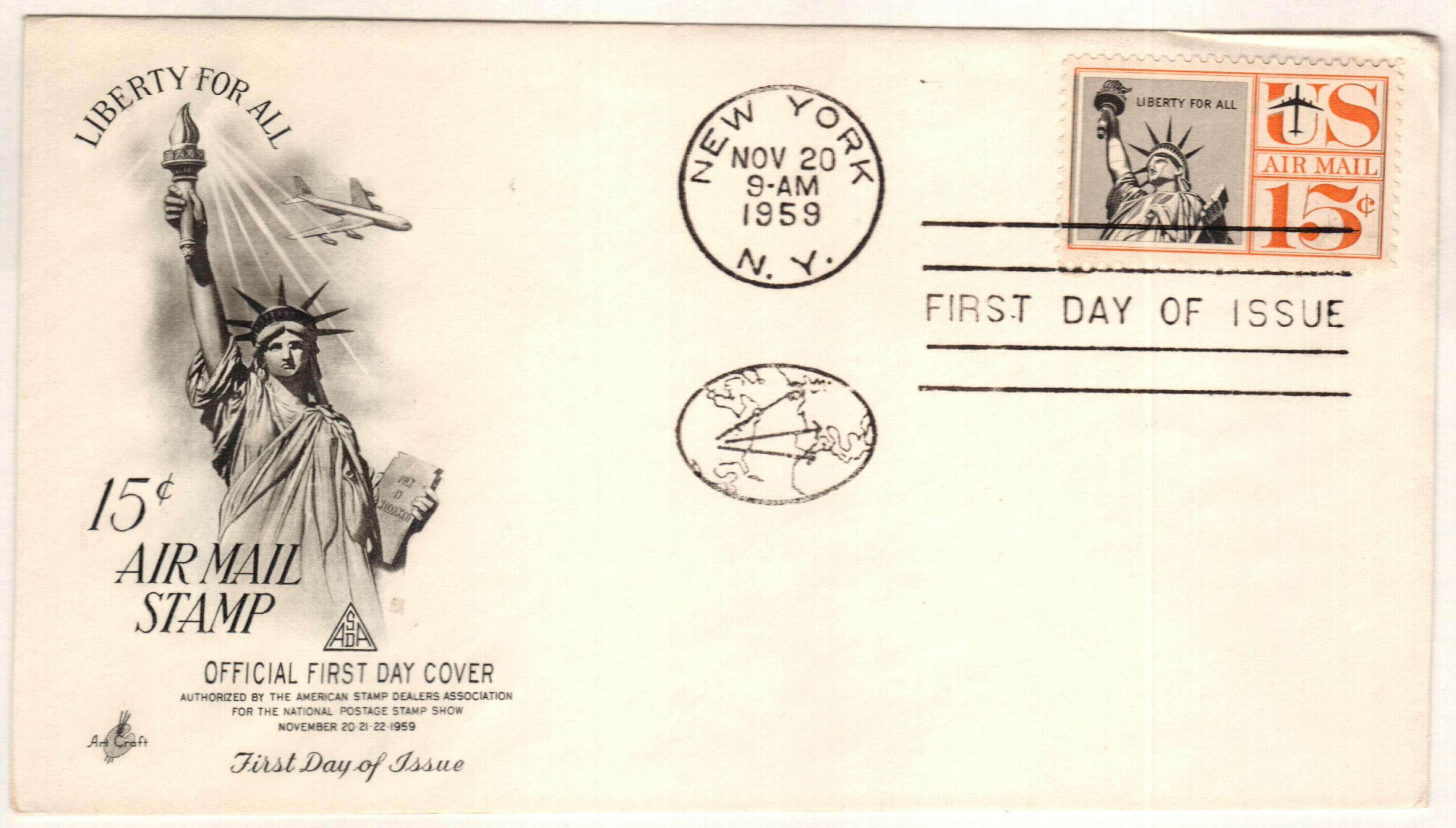 C58 - 1959-61 15c Statue of Liberty - Mystic Stamp Company