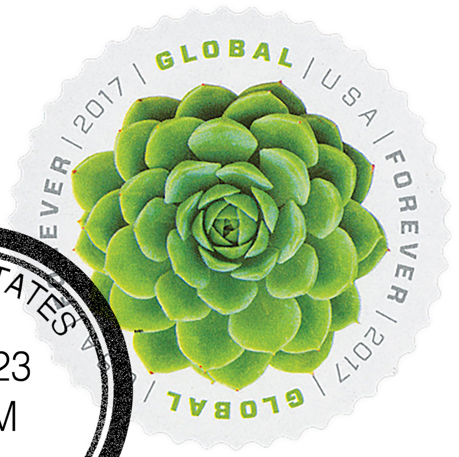 5198 - 2017 Global Forever Stamp - Green Succulent - Mystic Stamp Company