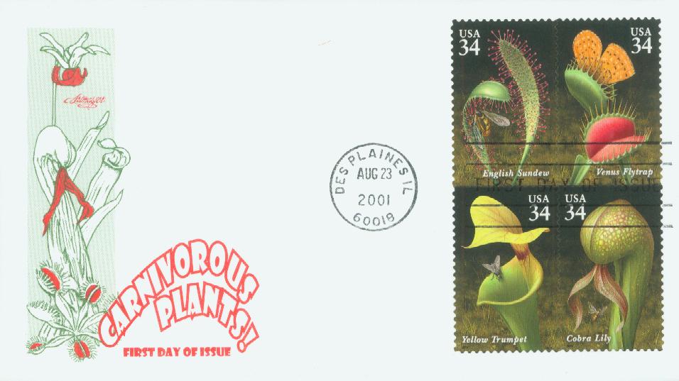 3528-31 - 2001 34c Carnivorous Plants - Mystic Stamp Company