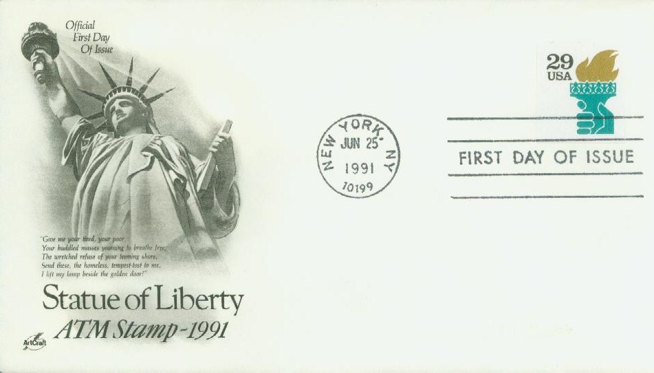 2531A - 1991 29c Liberty Torch, ATM booklet single - Mystic Stamp Company