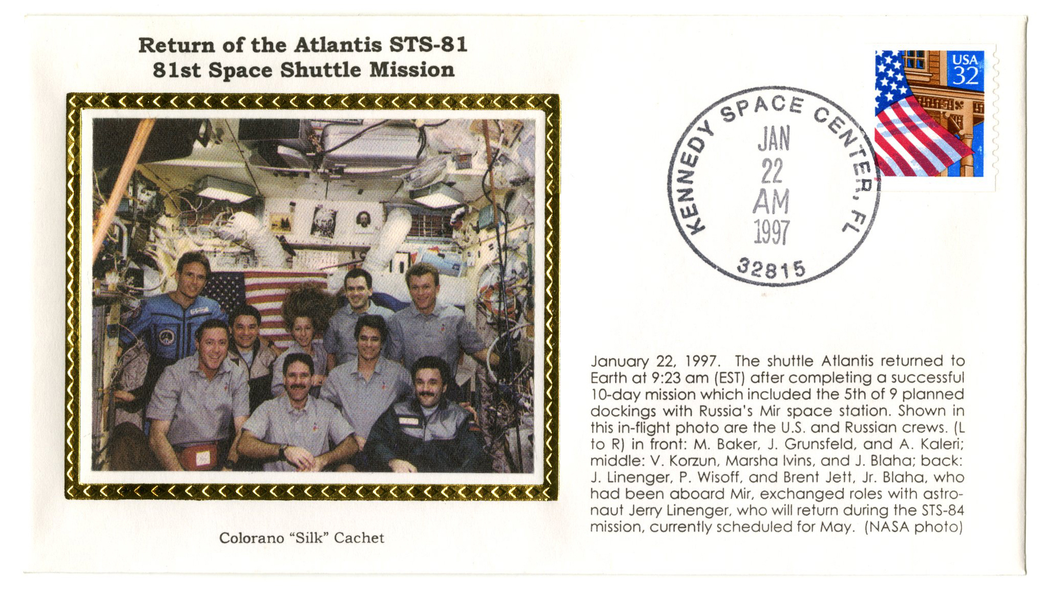STS81R - STS-81 Launch Cover - Mystic Stamp Company