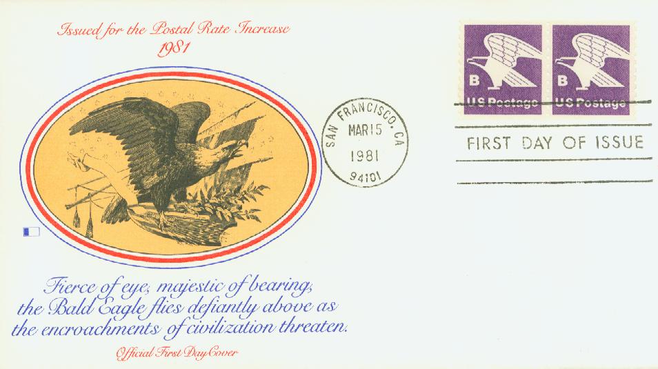 1820 - 1981 18c B-rate Eagle, coil - Mystic Stamp Company