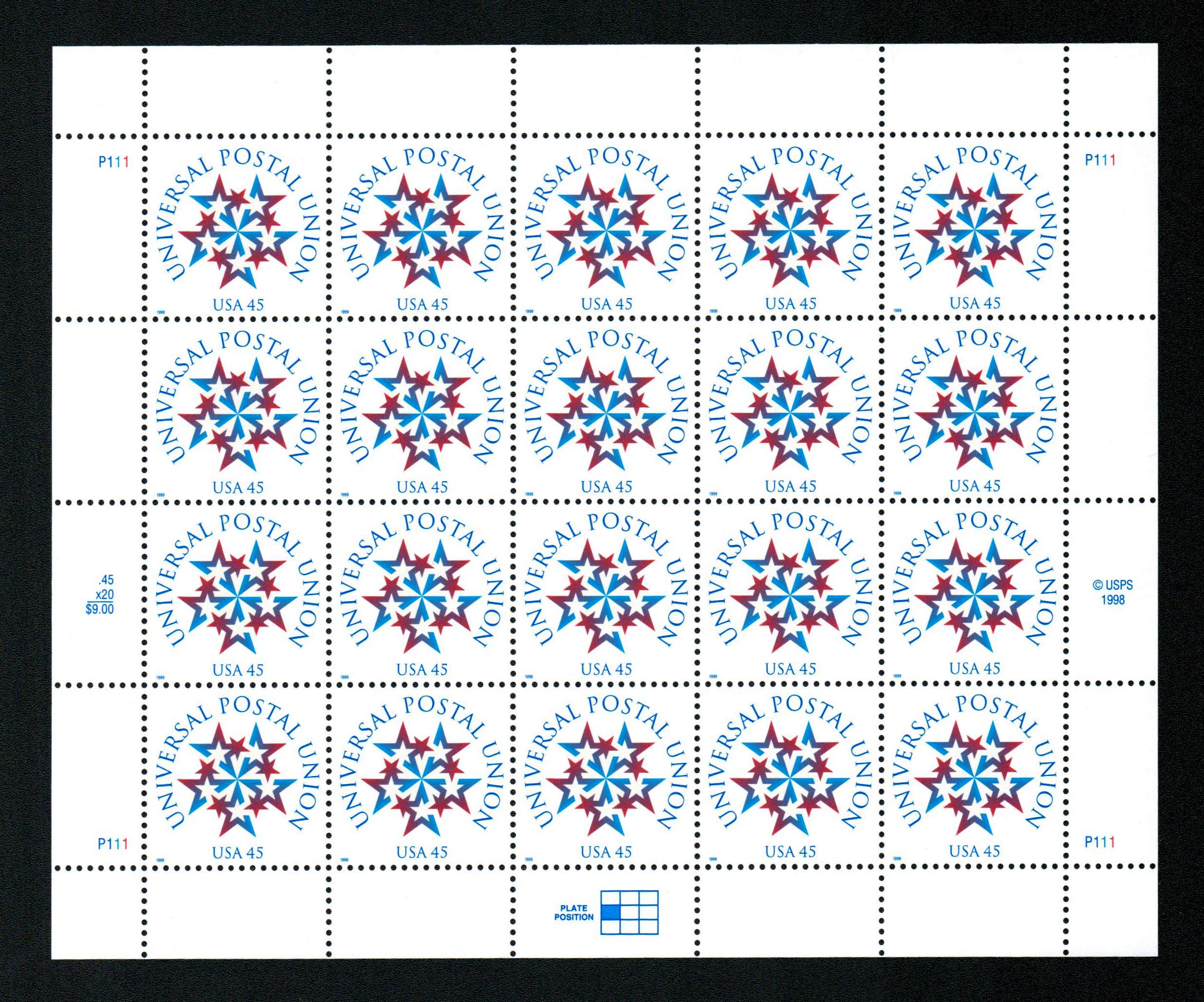 3332 - 1999 45c Universal Postal Union - Mystic Stamp Company