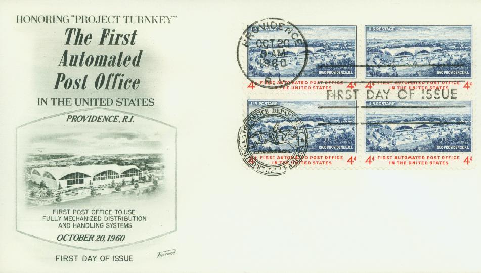 1164 - 1960 4c First Automated Post Office - Mystic Stamp Company