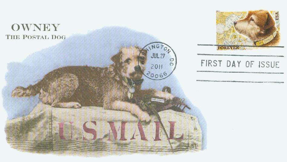 4547 - 2011 First-Class Forever Stamp - Owney the Postal Dog - Mystic ...