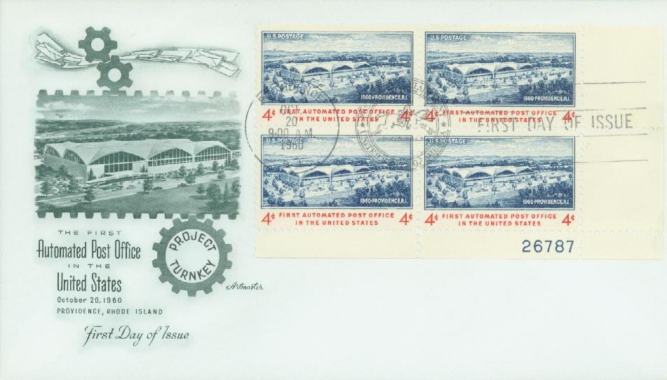 1164 - 1960 4c First Automated Post Office - Mystic Stamp Company
