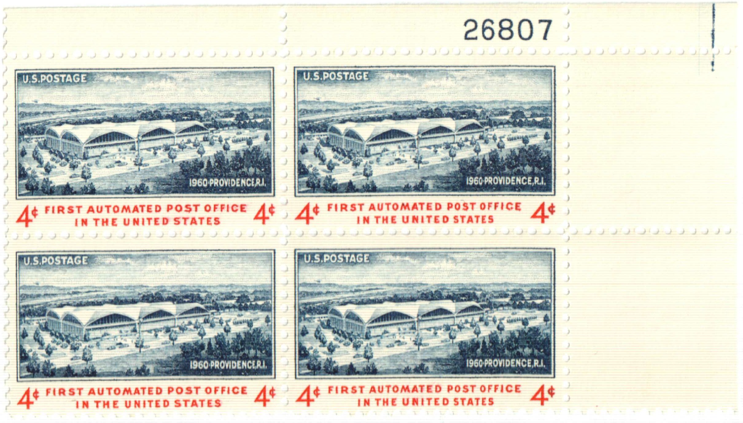 1164 - 1960 4c First Automated Post Office - Mystic Stamp Company