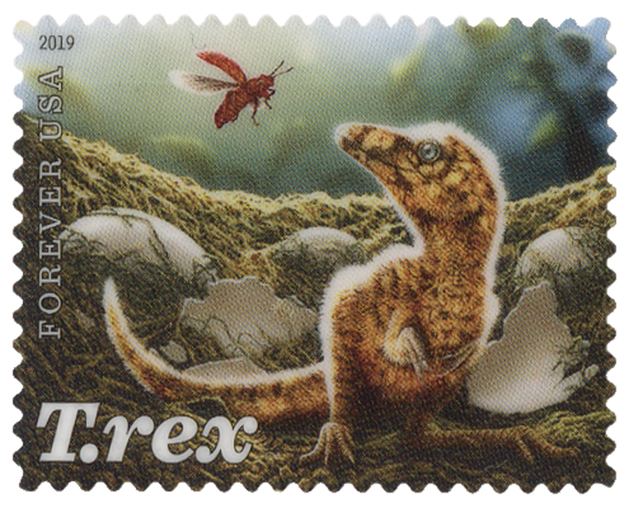 5410 - 2019 First-Class Forever Stamp - T. Rex Hatchling - Mystic Stamp ...