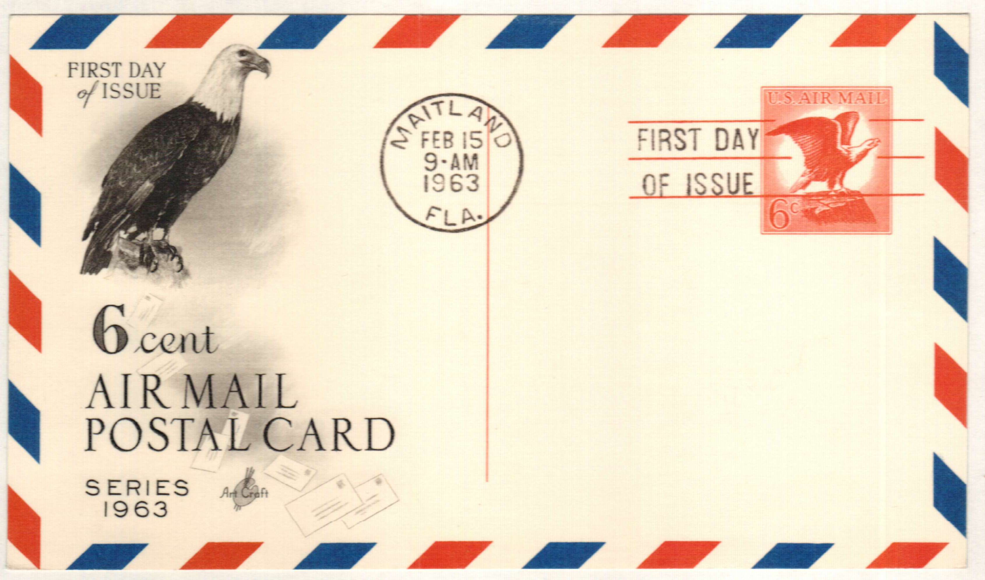 UXC4 - 1963 6c Air Mail Postal Card - Bald Eagle - Mystic Stamp Company