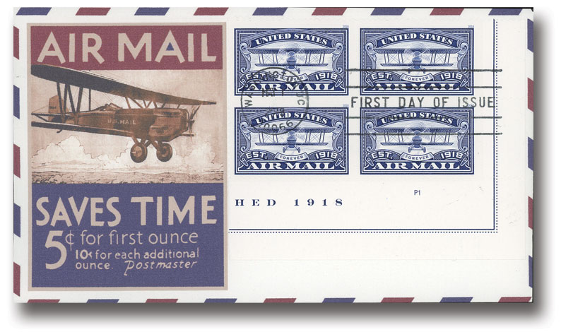 5281 - 2018 First-Class Forever Stamp - Blue Airmail Centenary - Mystic ...
