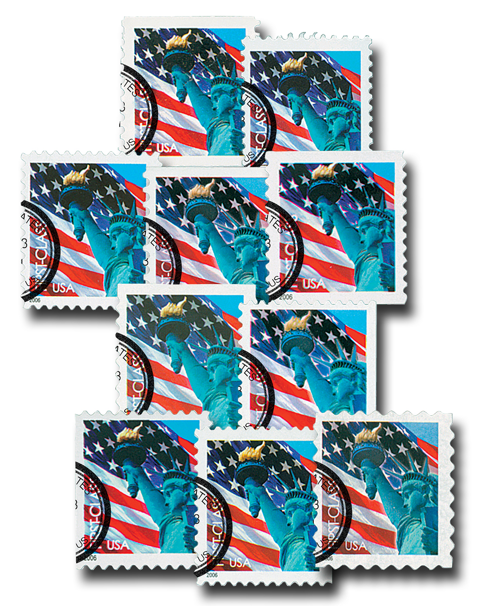 3965/75 - 2005 Lady Liberty and Flag, collection of 10 stamps - Mystic ...