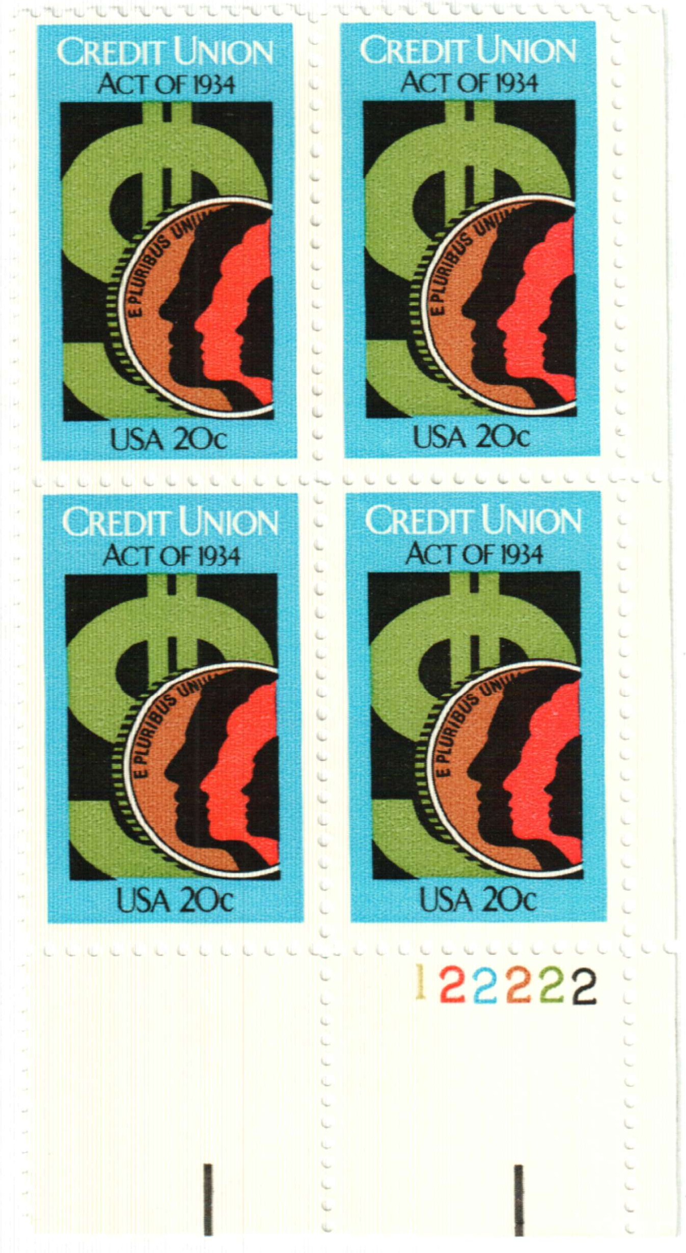 2075 - 1984 20c Credit Union Act 50th Anniversary - Mystic Stamp Company
