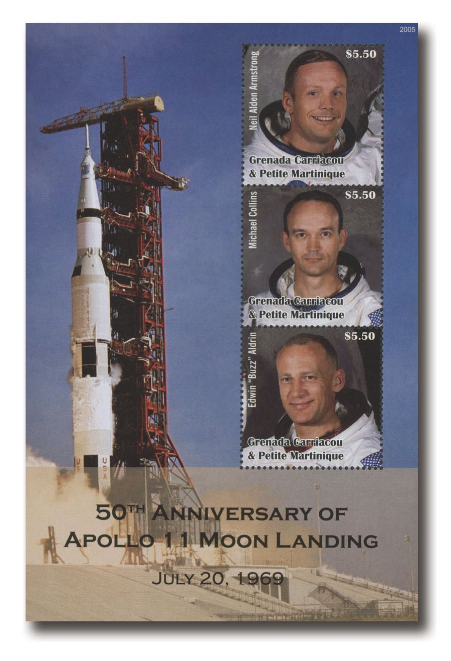 MFN278 - 2020 $5.50 50th Anniversary of Apollo II Moon Landing, Mint ...