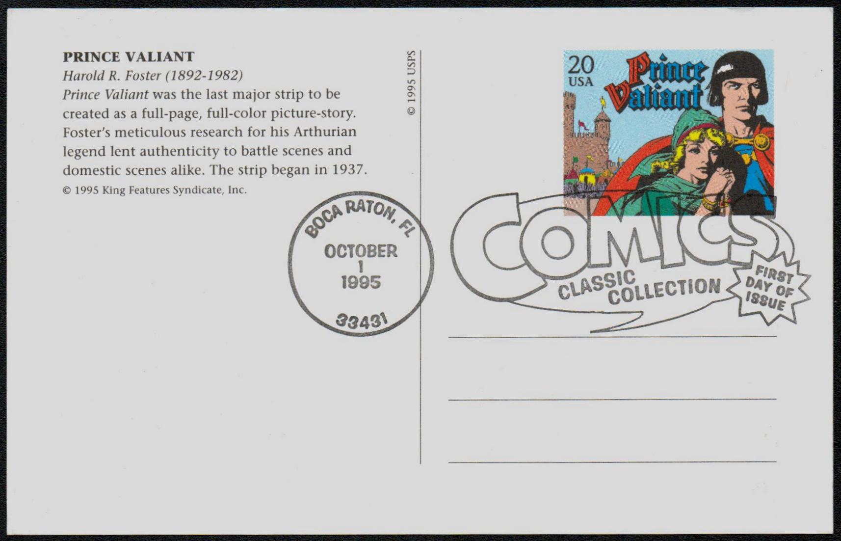 UX239 - 1995 20c Prince Valiant - Mystic Stamp Company