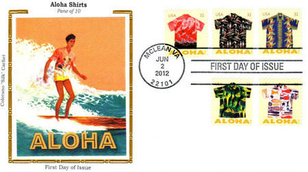 4682-86 - 2012 32c Aloha Shirts, booklet stamps - Mystic Stamp Company