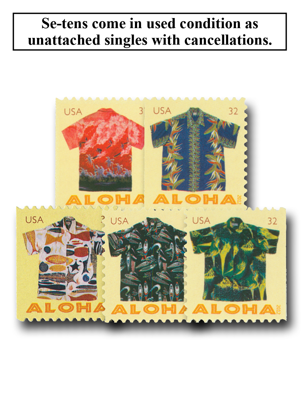 4682-86 - 2012 32c Aloha Shirts, booklet stamps - Mystic Stamp Company