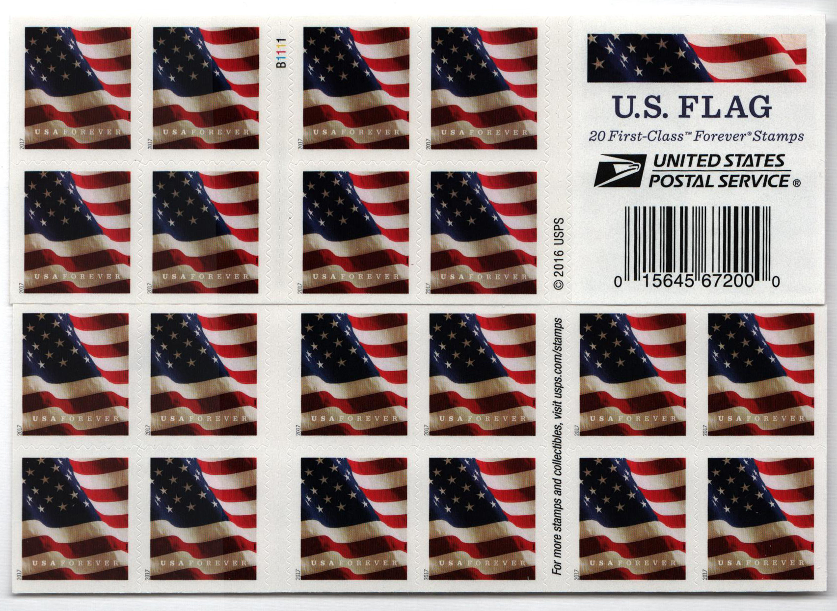5160 - 2017 First-Class Forever Stamp - U.S. Flag (Sennett Security ...